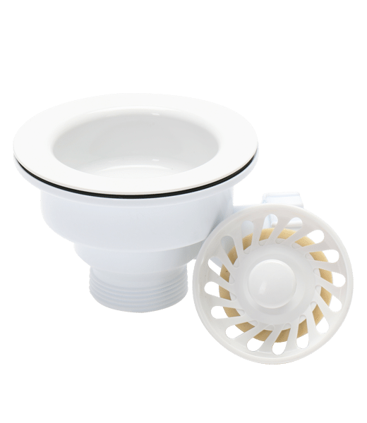 90066/01J - Plastic White Strainer Waste with Overflow (Bulk Pack ...